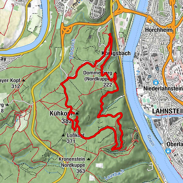 Karthäuserhofgelände - Dommelberg (Nordkuppe) - Hasenberg - Kühkopf ...