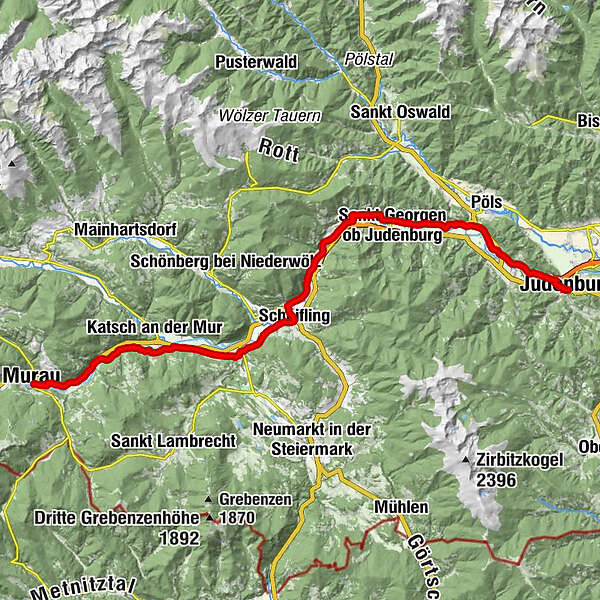 Etappe 03 Murradweg Murau - Judenburg - BERGFEX - Radfahren - Tour Steiermark