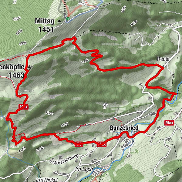 Gunzesried - Alpe Oberberg (bew) - Bärenköpfle - Vordere Krumbach-Alpe ...