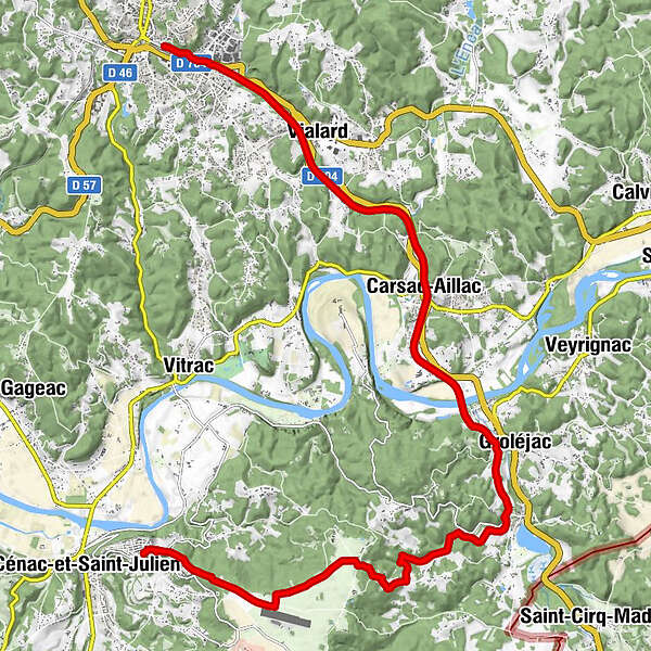 Carsac-Aillac - Vialard - Le Rouges - Domme - BERGFEX - Wanderung ...