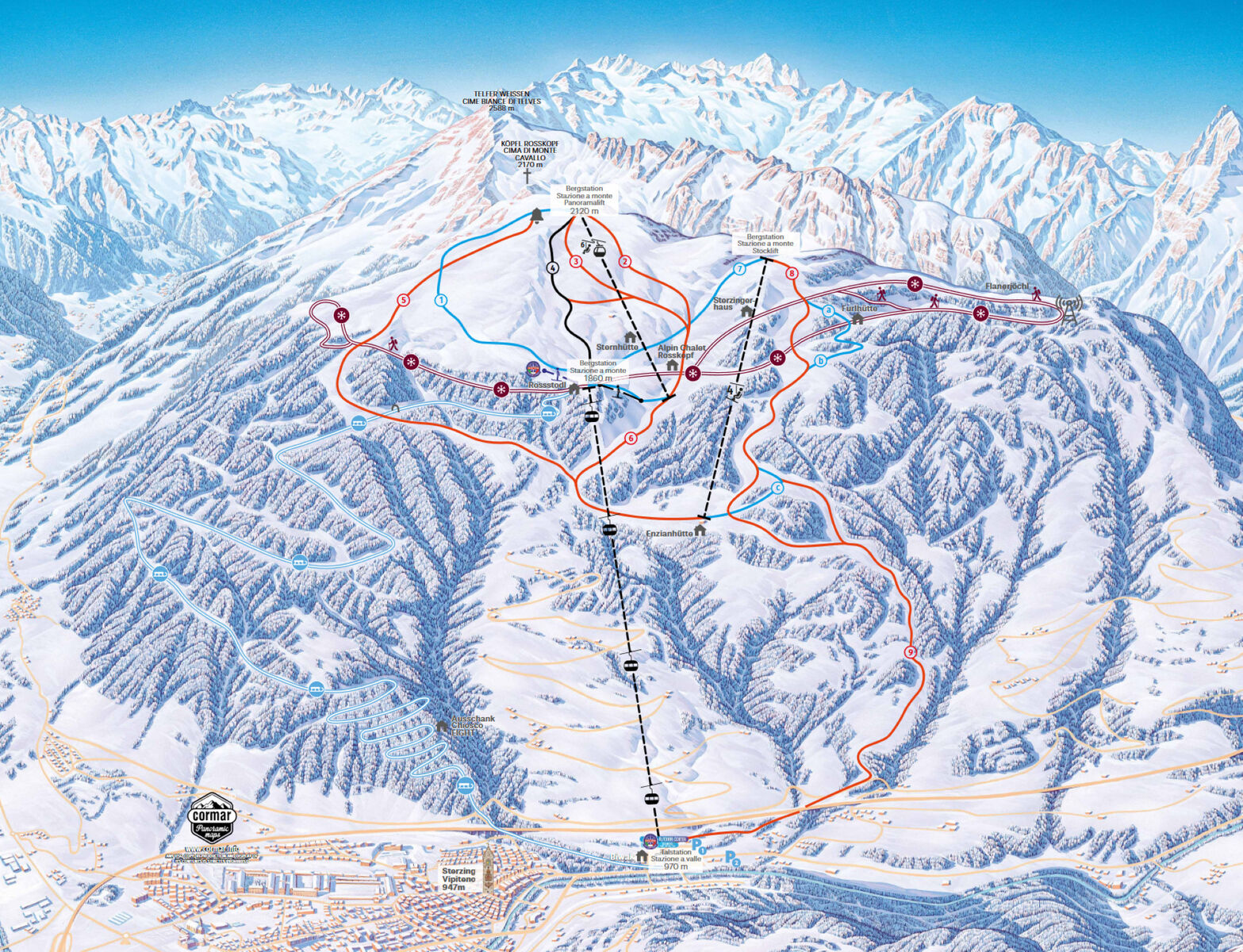 BERGFEX: Mappa delle piste Monte Cavallo - Vipiteno - Cartina ...