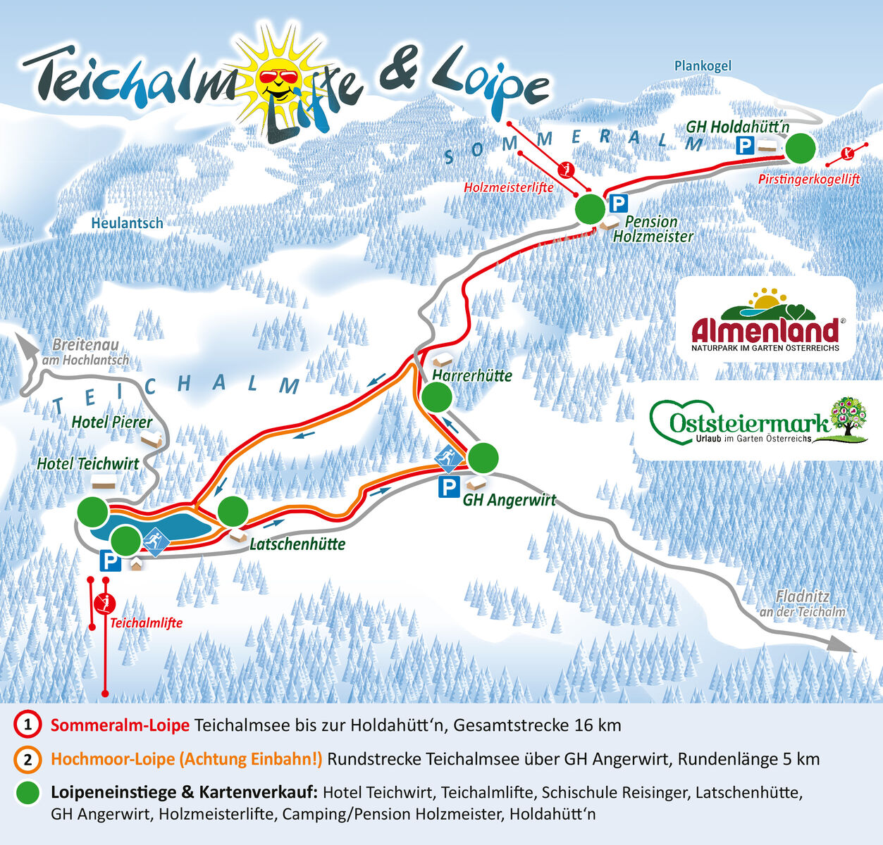 BERGFEX: Loipenplan Almenland - Teichalm Lifte & Loipen: Langlaufen ...