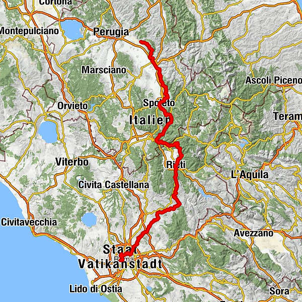 Via di Francesco - Via del Sud- From Rome to Assisi - BERGFEX ...