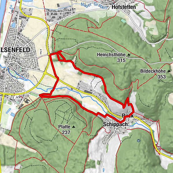 Elsenfeld: Von der Eichelsbacher Straße über die Elsava am Waldrand ...