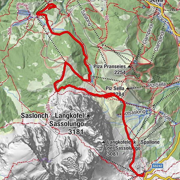 Furcela de Saslonch - Emilio-Comici-Hütte - Rifugio Emilio Comici - Col ...