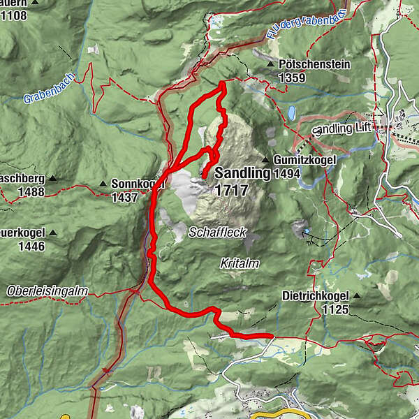 Waldgraben - Vordere Sandlingalm - Sandling - Sandlingkuchl - BERGFEX ...
