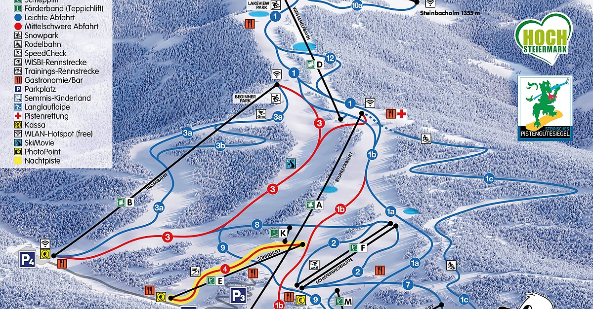 BERGFEX: Mapa zjazdoviek Stuhleck / Semmering - Panoramatická mapa ...