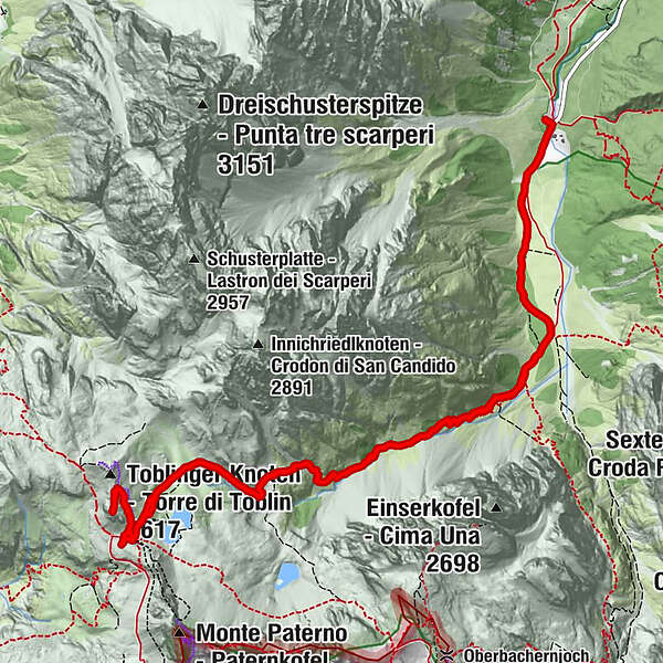 Fischleintal zu den 3 Zinnen Hütte mit Besteigung des Sextner Steins ...