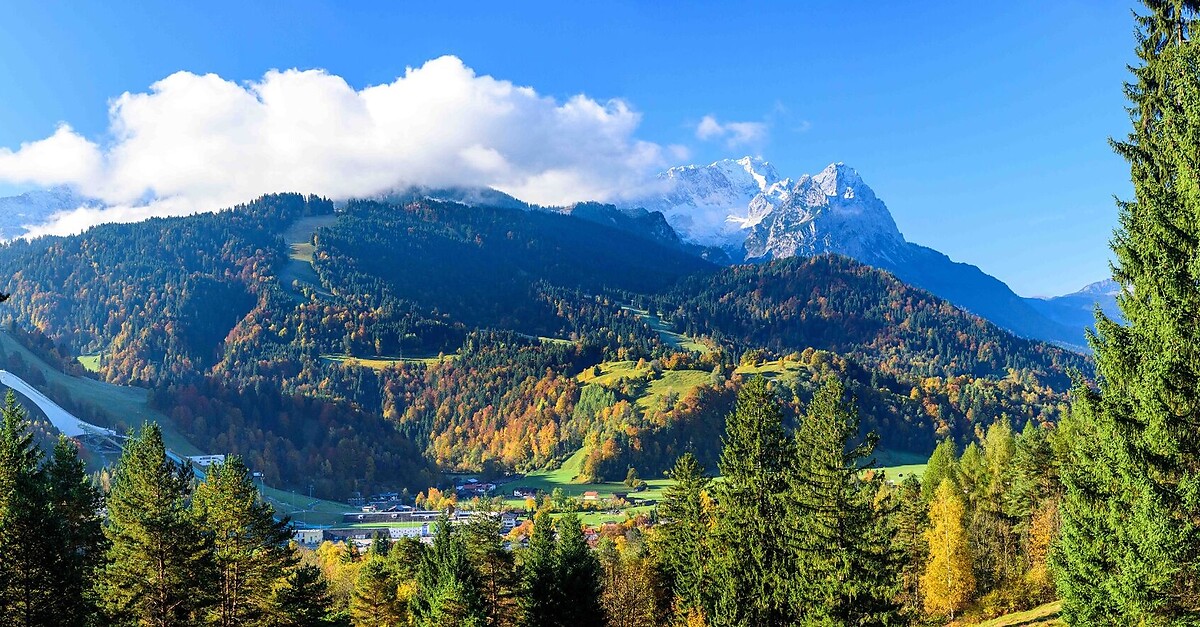 Trail running loop around the Garmisch ski jumping stadium to the ...