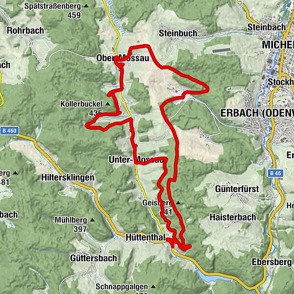 Dorfbrunnen Hüttenthal - Mossauer Höhe - Kirchberg - Zum Roß - BERGFEX ...
