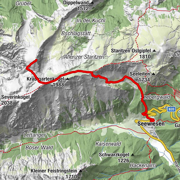 Seewiesen - Alpengasthof Schuster - Bruchtal Quelle - Hohe Weichsel ...