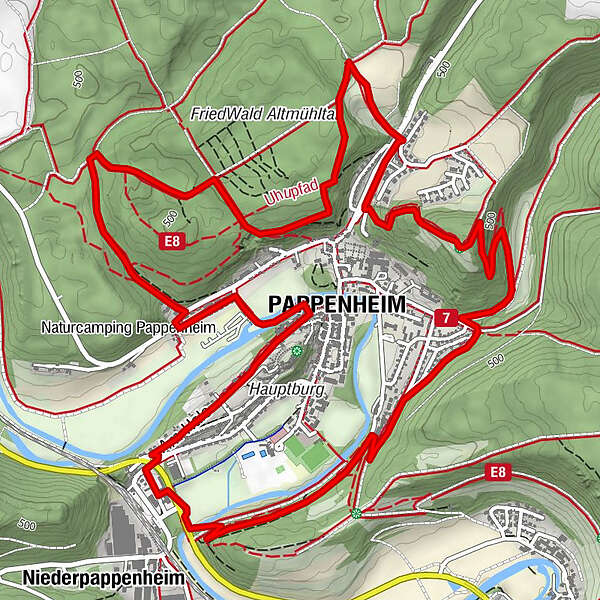 Schlaufe 8 um Pappenheim - BERGFEX - Wanderung - Tour Bayern