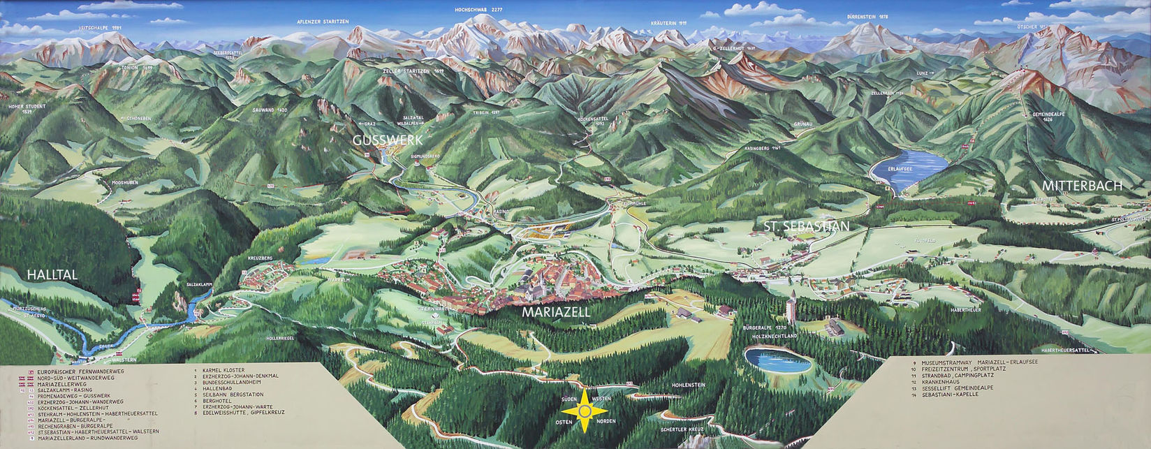 BERGFEX: Panoramakarte Mariazellerland: Karte Mariazellerland - Alm ...