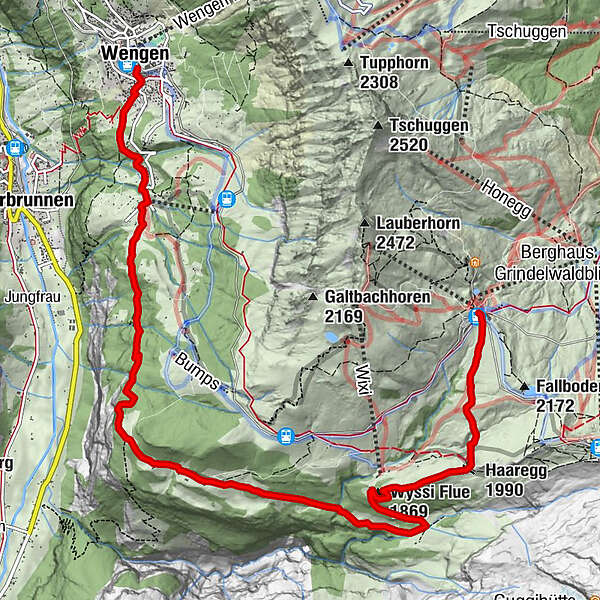 Kleine Scheidegg - Haaregg - Wyssi Flue - Gruebi beim Falken - BERGFEX ...