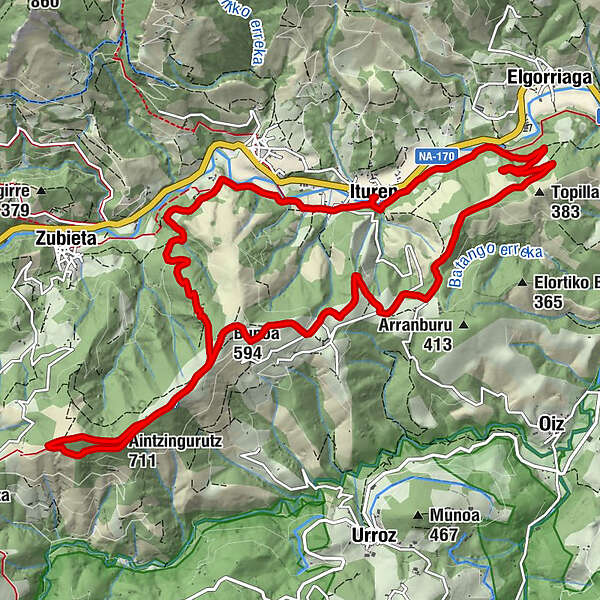 Herriko Ostatua - Ituren - Aintzingurutz - Bunoa - BERGFEX - Wanderung ...