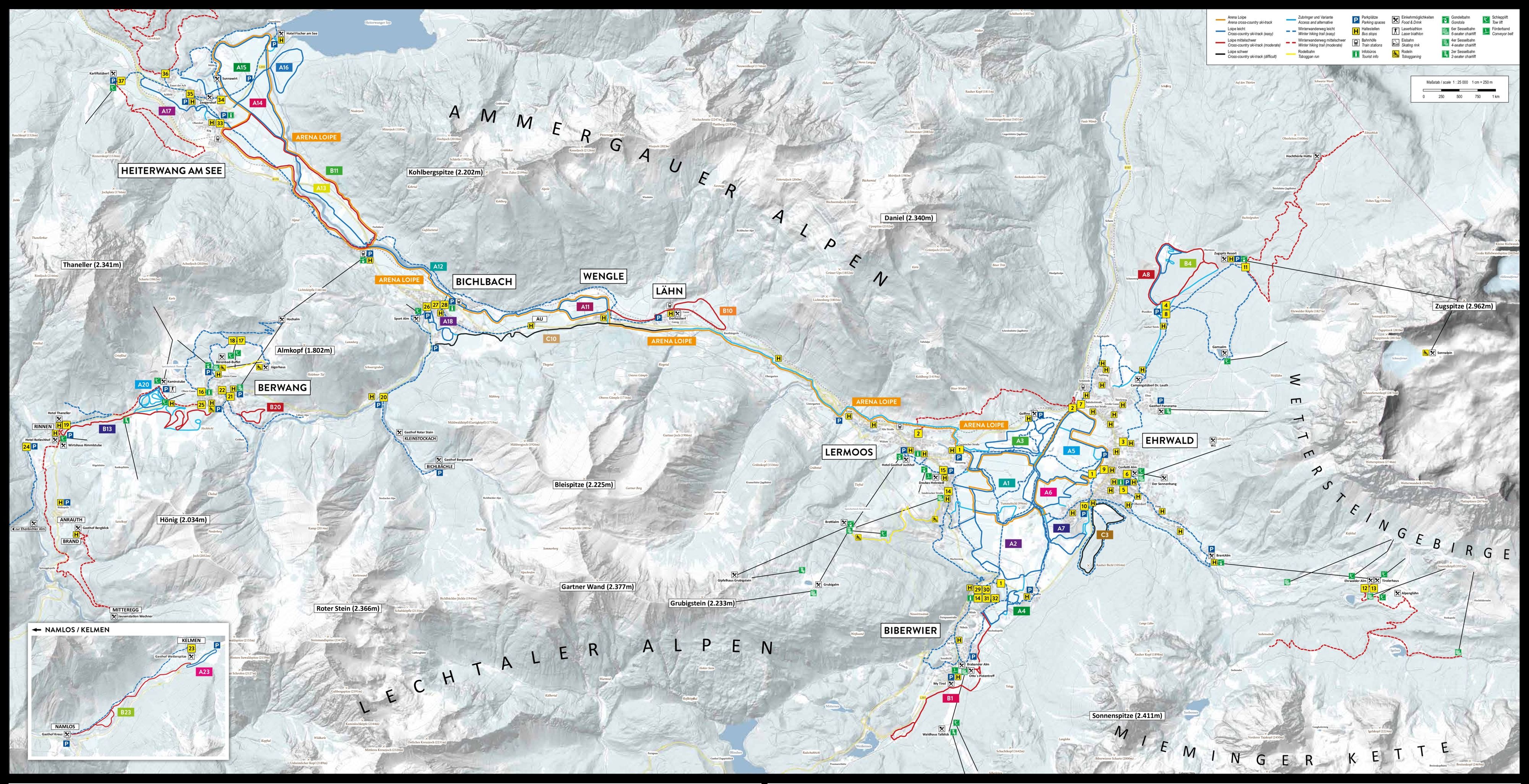 BERGFEX: Loipenplan Tiroler Zugspitz Arena: Langlaufen Tiroler Zugspitz ...