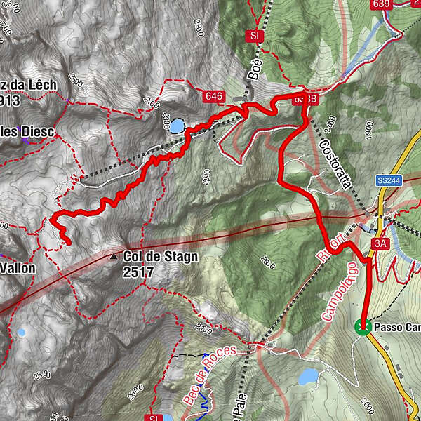 Wanderung vom Campolongo-Pass zum Rifugio Franz Kostner in den ...