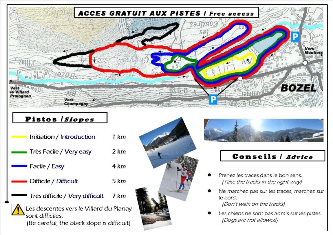 BERGFEX: Plan des pistes Bozel: Ski de fond Bozel