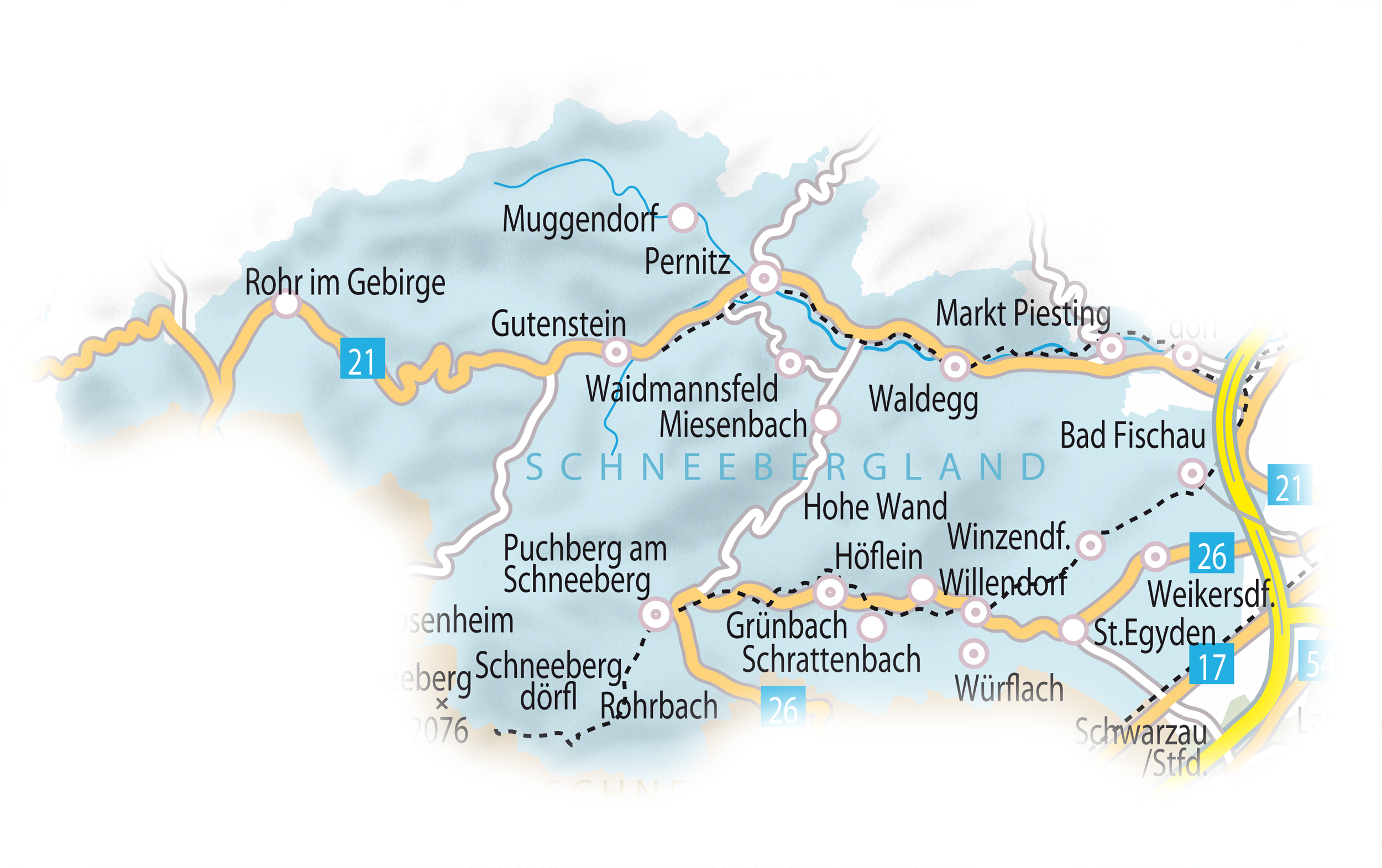 BERGFEX: Panoramakarte Schneebergland - Wiener Alpen: Karte ...