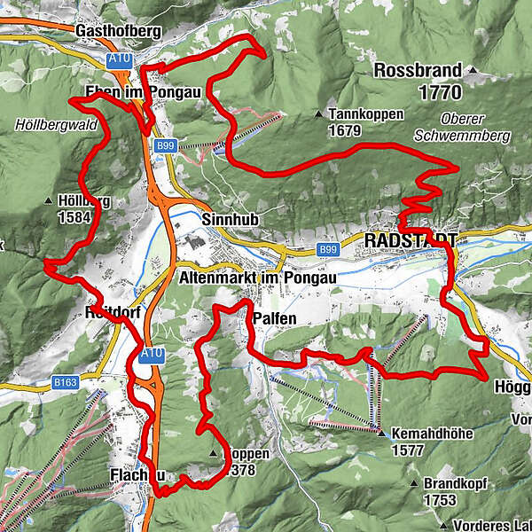 4 Orte (Eben,Radstadt,Altenmarkt,Flachau) Höhenweg Tour - BERGFEX ...