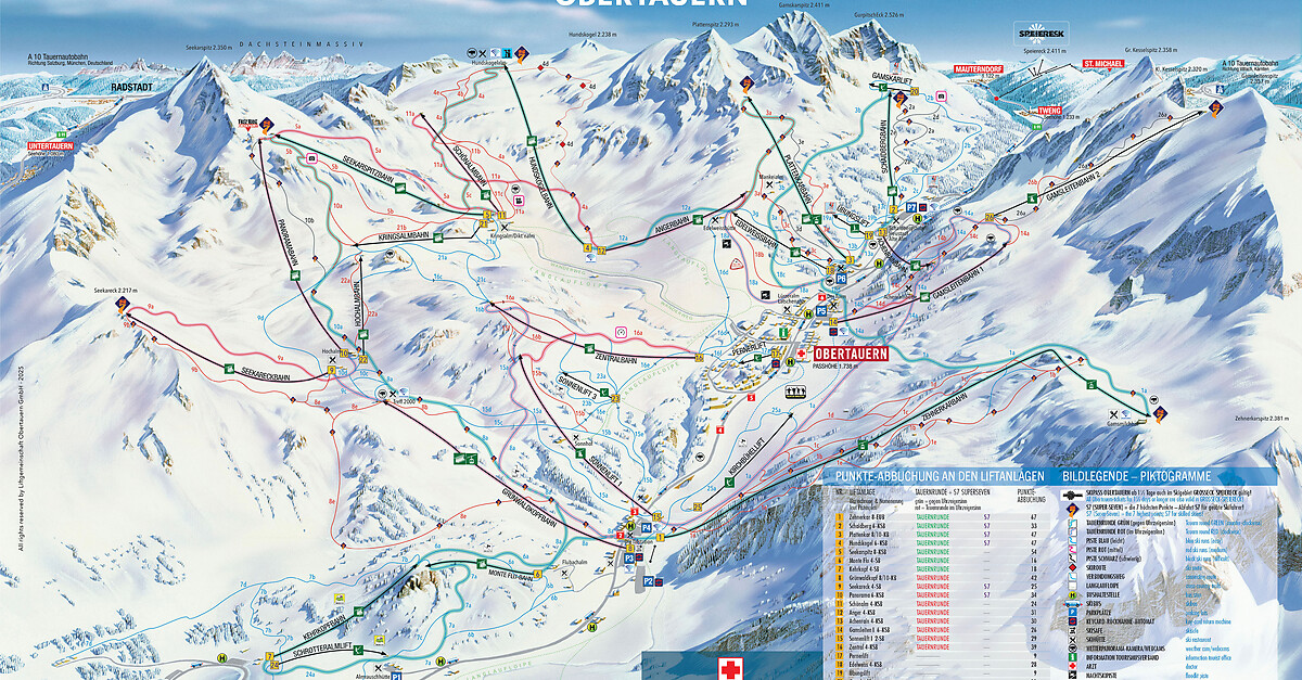 BERGFEX: Piste map Obertauern - Panoramic map Obertauern - Map Obertauern