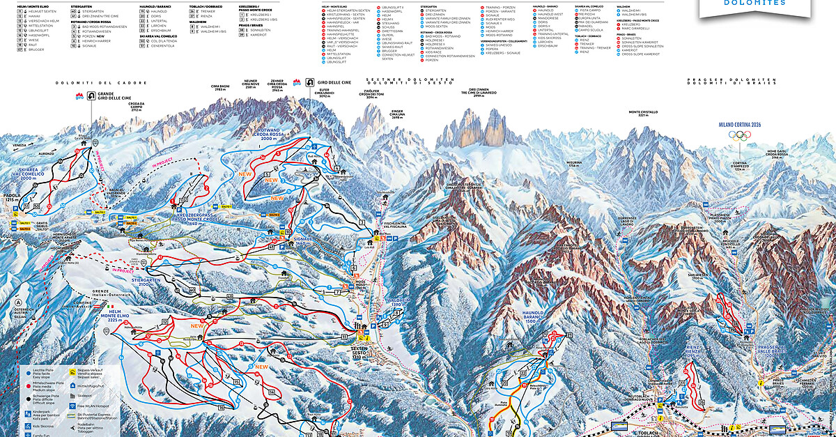 BERGFEX: Piste map 3 Zinnen Dolomiten - Panoramic map 3 Zinnen ...