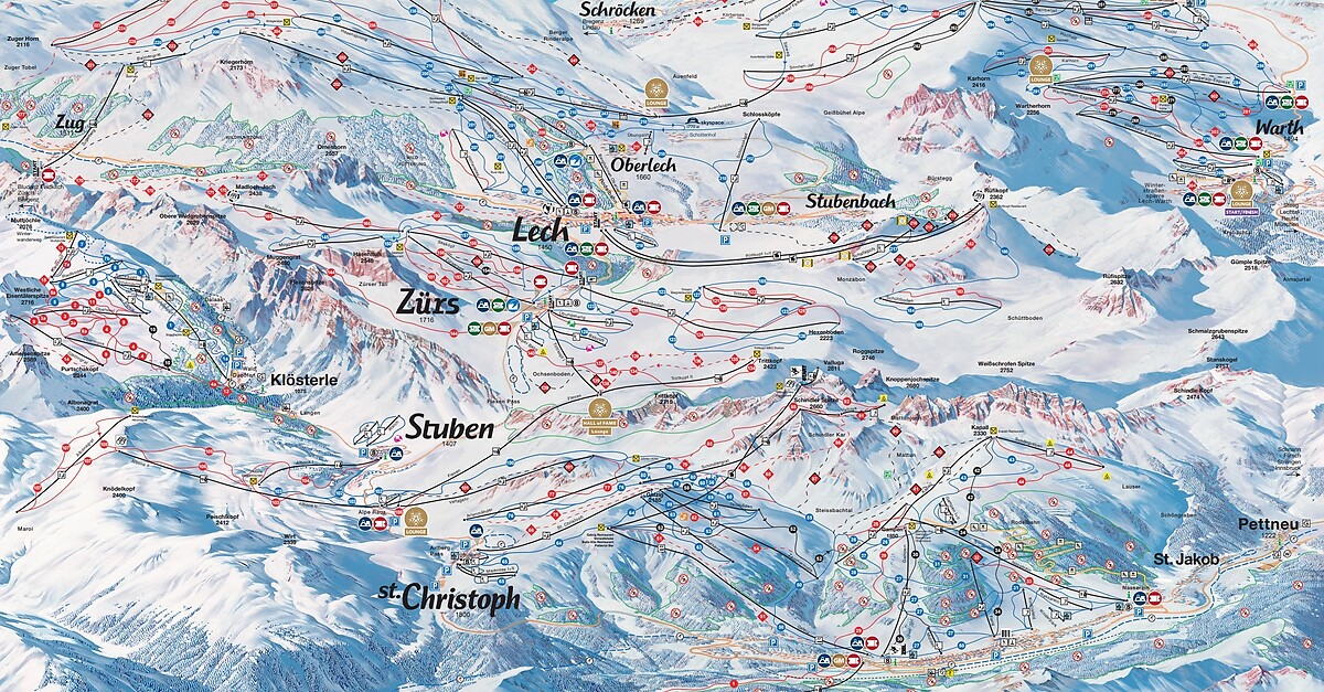 BERGFEX: Piste map Warth / Schröcken am Arlberg - Panoramic map Warth ...