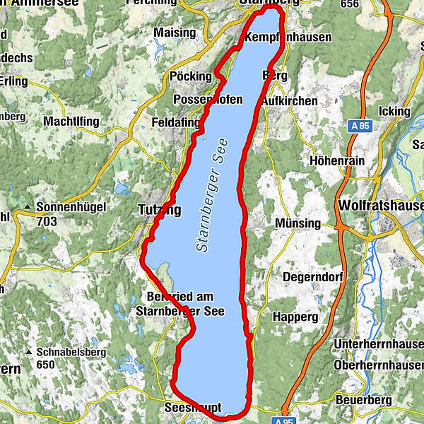 Ultra Hike um den Starnberger See - BERGFEX - Randonnée - Parcours Bavière