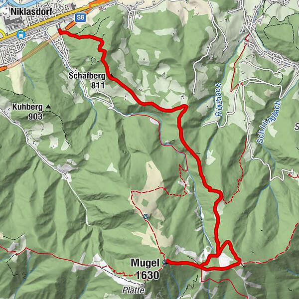 Niklasdorf - Schafberg - Rosseck - Mugel - BERGFEX - Wanderung - Tour ...