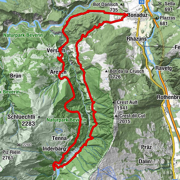 Viauls - Arezen - Versam - Bonaduz - BERGFEX - Mountainbike - Tour ...