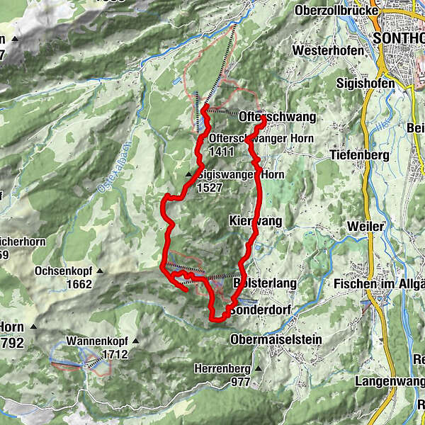 Ofterschwang - Weiherkopf - Rangiswanger Horn - Weltcuphütte - BERGFEX ...