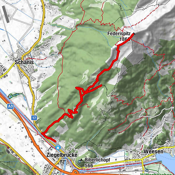 Ziegelbrücke - Federispitz - BERGFEX - Wanderung - Tour Ostschweiz