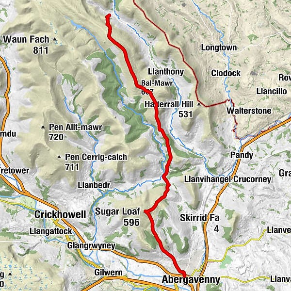 Abergavenny - Sugar Loaf - Chwarel y Fan - Crucorney - BERGFEX ...