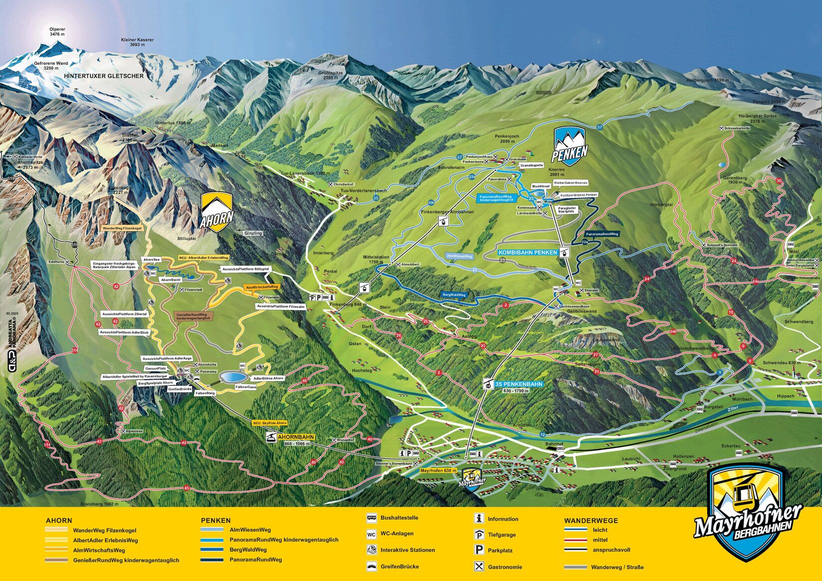 BERGFEX: Piste map Mayrhofen / Zillertal - Panoramic map Mayrhofen ...