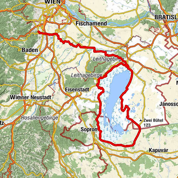 Mödling - Neusiedlersee plus Umrundung - BERGFEX - Gravelbike - Tour ...