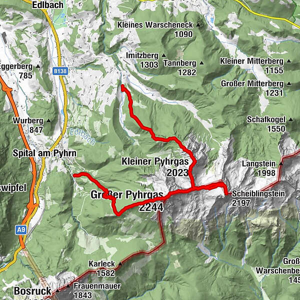 Ennstaler Alpen - Großer Pyhrgas 2.244m - Hike and Bike - BERGFEX ...