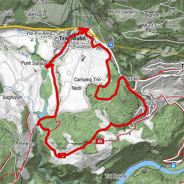 Trin - Trin Mulin - Digg - Porclis - BERGFEX - Wanderung - Tour Graubünden