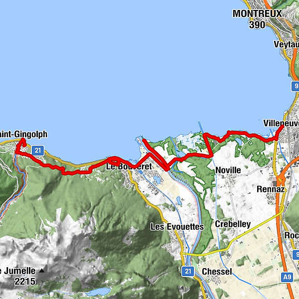 St. Gingolph - Villeneuve - BERGFEX - Wanderung - Tour Wallis