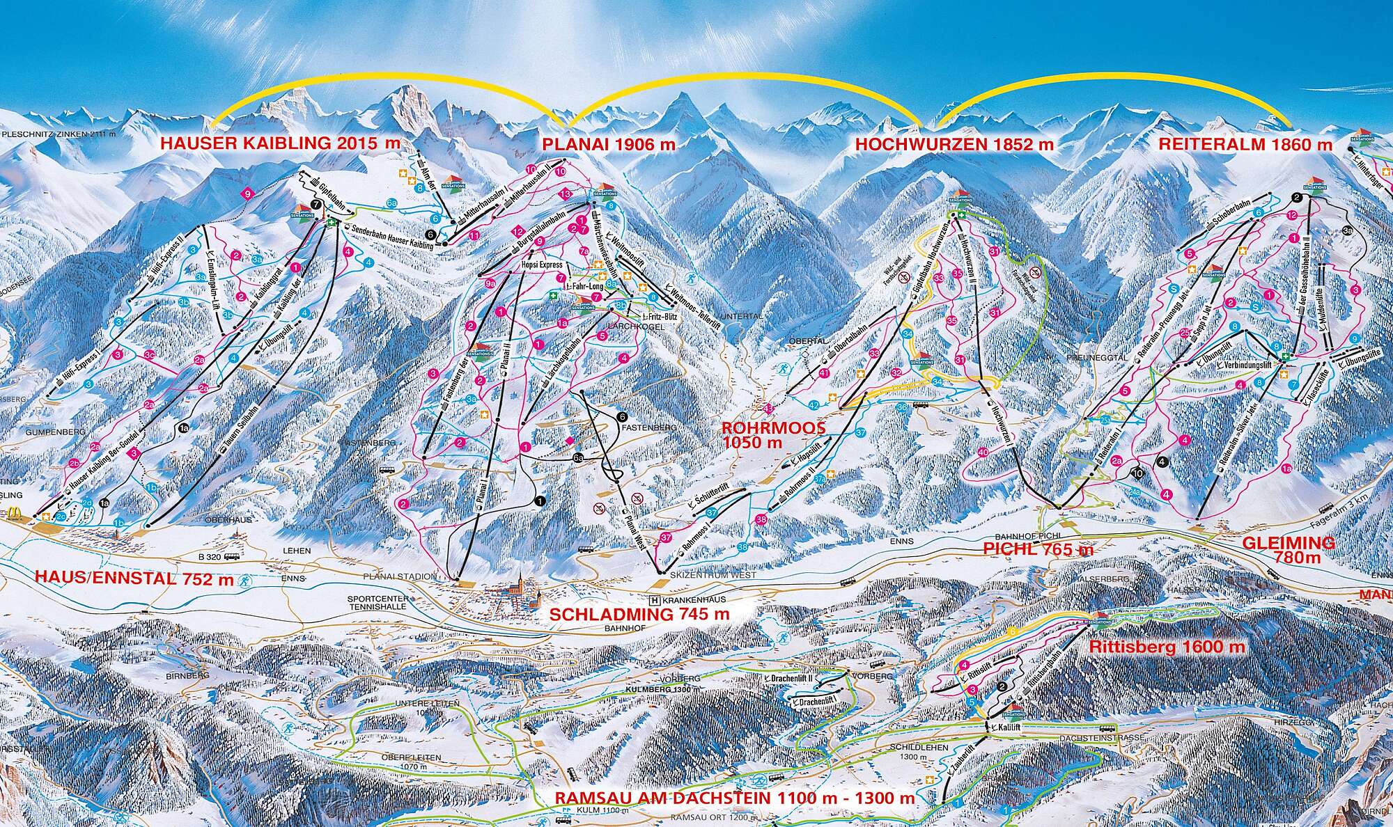 BERGFEX: Lyžařská oblast 4-Berge-Skischaukel Schladming - Lyžařská ...
