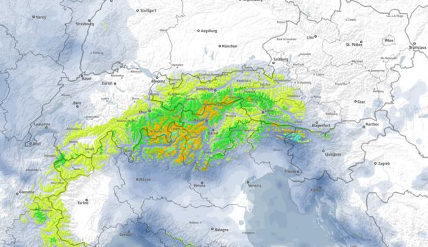 BERGFEX: Snow forecast Alpine area - Fresh snow - Snowfall