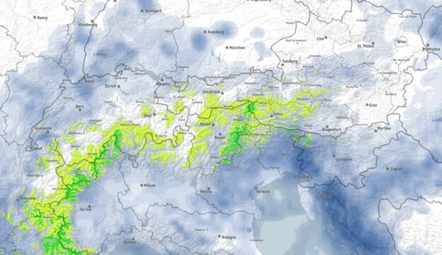 BERGFEX: Snow forecast Alpine area - Fresh snow - Snowfall