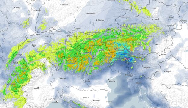 BERGFEX: Snow forecast Alpine area - Fresh snow - Snowfall