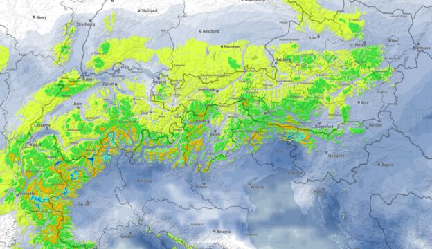 BERGFEX: Snow forecast Alpine area - Fresh snow - Snowfall