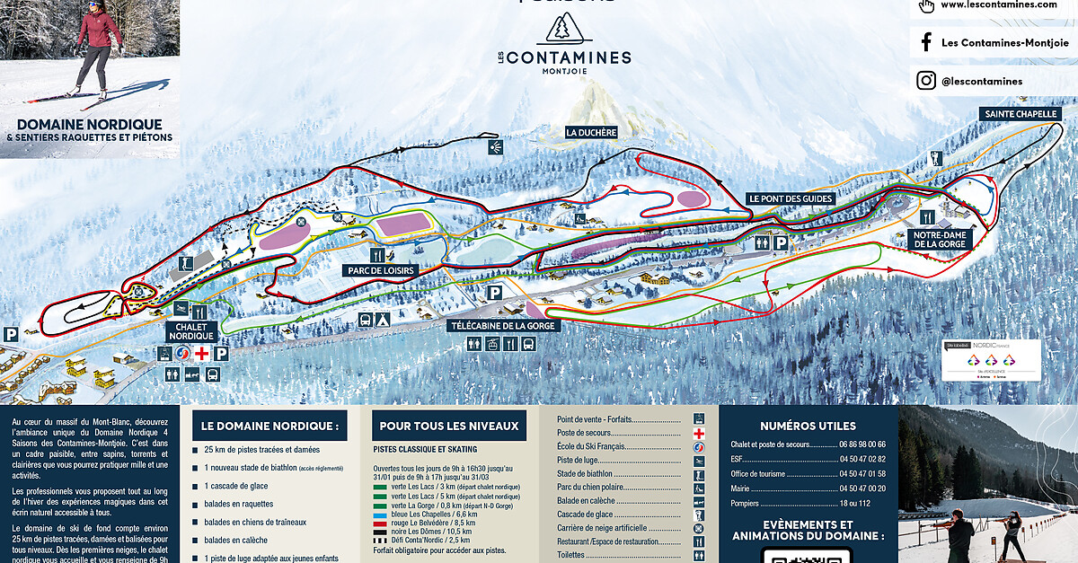 BERGFEX: Plan des pistes Les Contamines Montjoie: Ski de fond Les ...