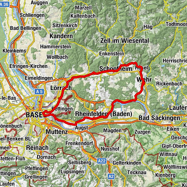 Dinkelberg Radtouren / 2-Länder-Tour rund um den Dinkelberg - BERGFEX ...