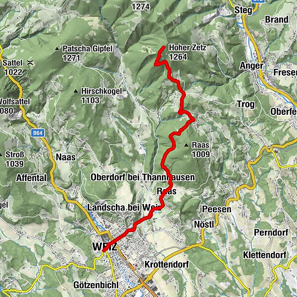 Zetzweg über Raas - BERGFEX - Wanderung - Tour Steiermark