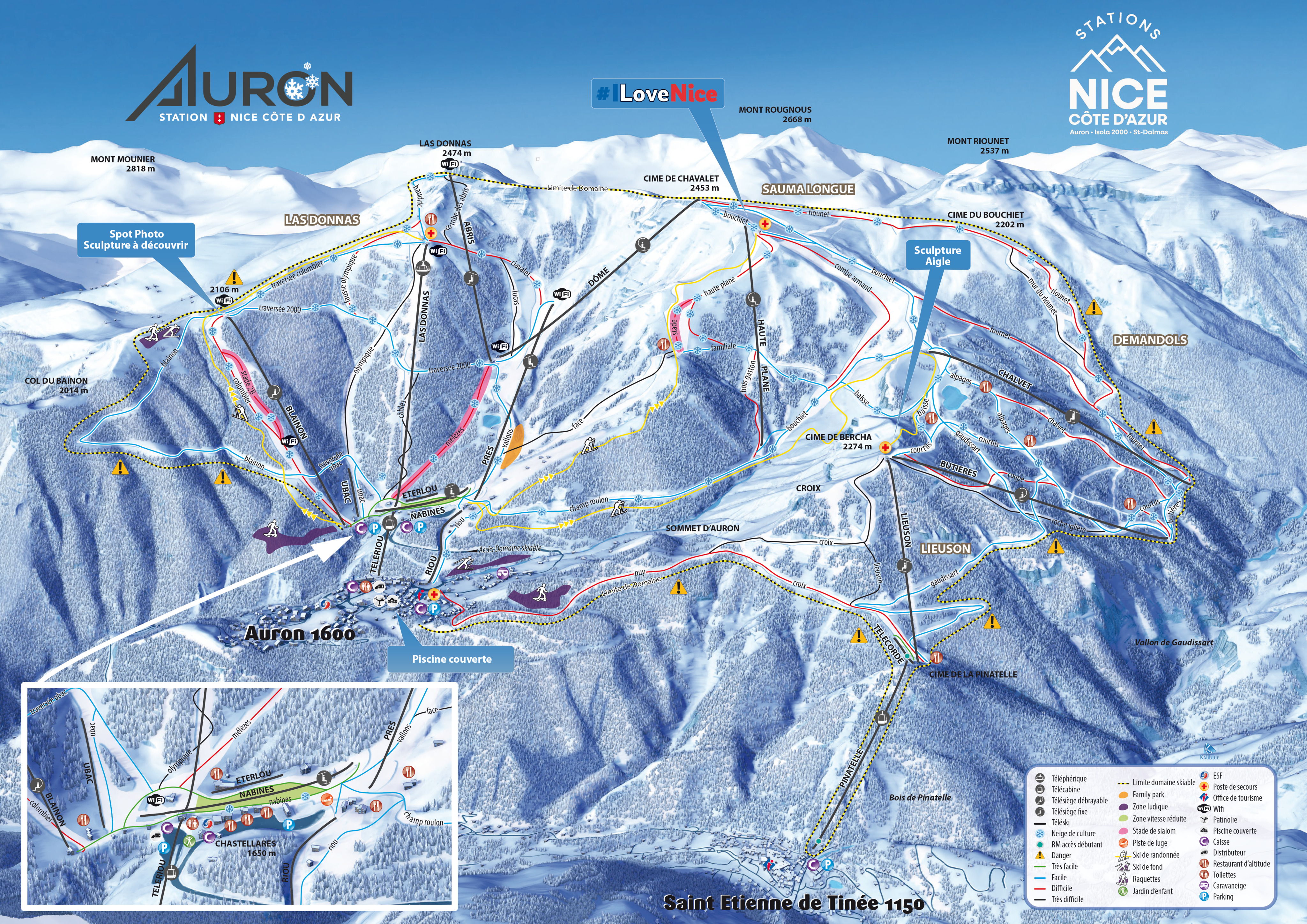 BERGFEX: Piste map Auron - Panoramic map Auron - Map Auron