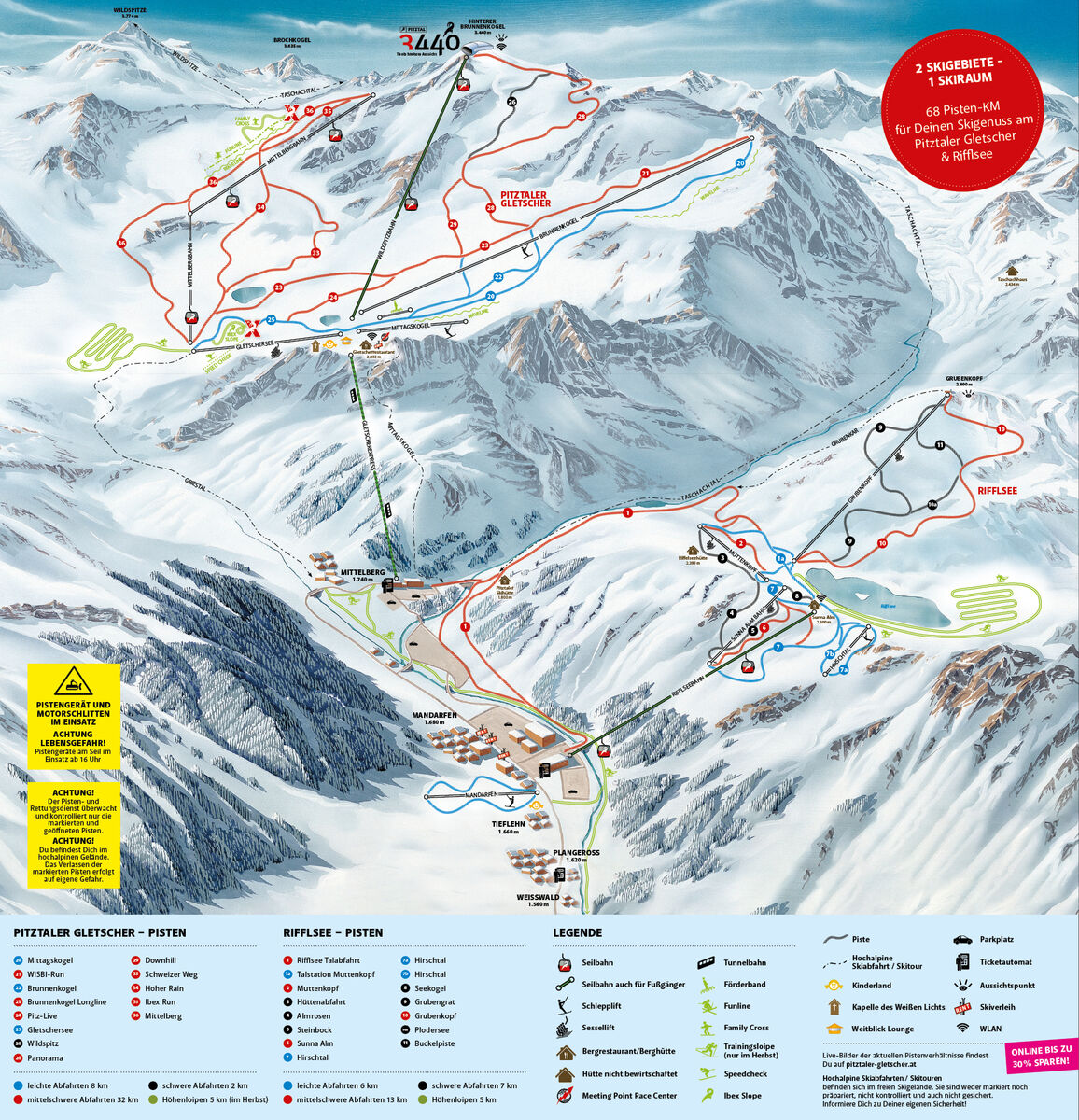 BERGFEX: Ski resort Pitztaler Gletscher / Rifflsee / Pitztal - Skiing ...