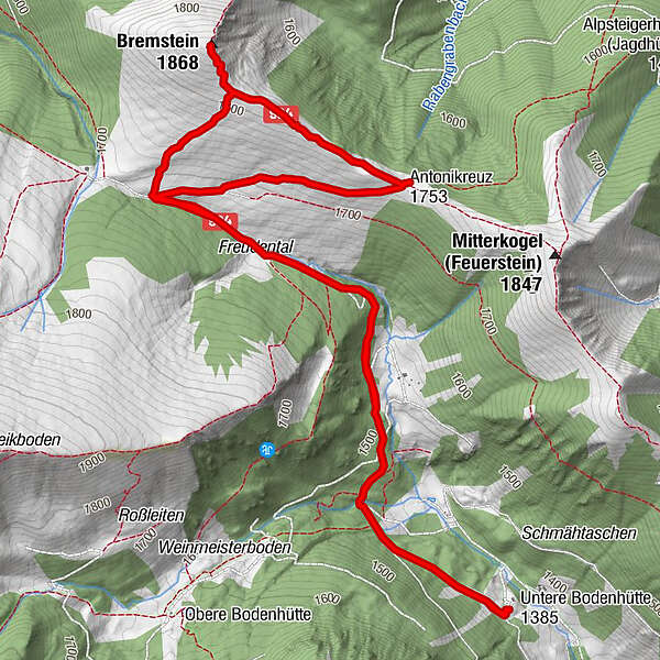 20-Untere Bodenhütte - Bremstein - Antonikreuz - BERGFEX - Wanderung ...