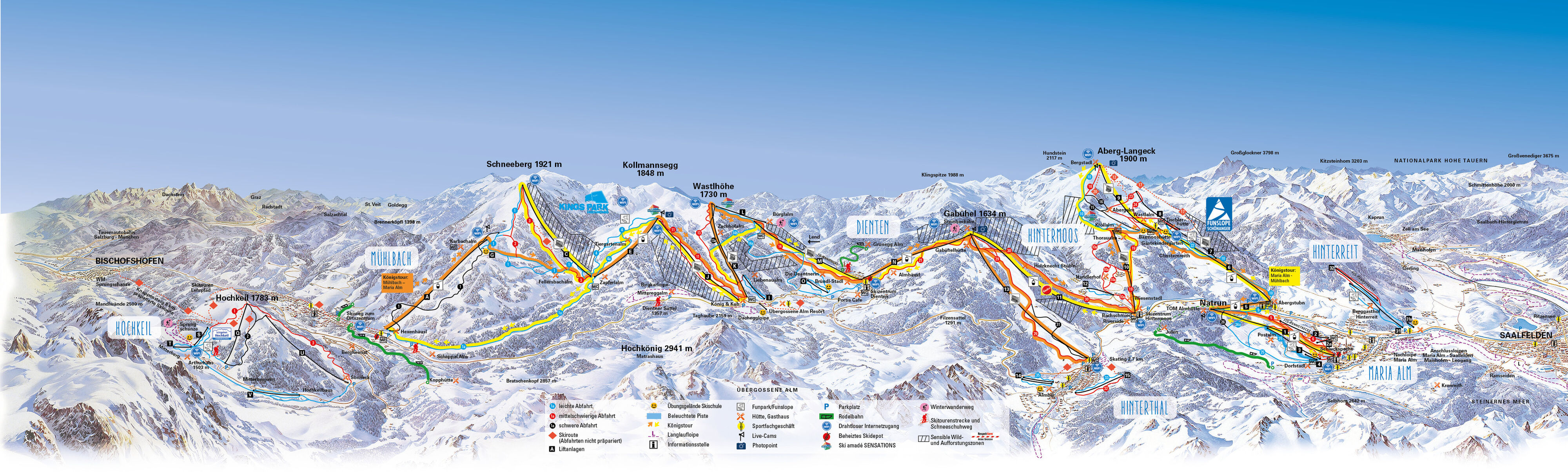 BERGFEX: Pistenplan Ski amade / Hochkönig / Maria Alm / Dienten ...